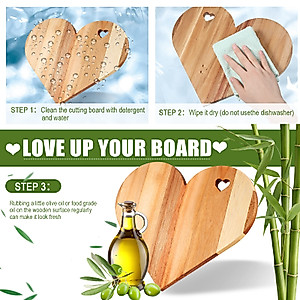 Lounsweer 2 Pcs Heart Shaped Cutting Board, 12 x 10 Inch Heart Acacia Wood Bread Board Decorative Cheese Serving Platter Tray Wooden Charcuterie Board for Meat Cheese Vegetables Valentine's Day Gifts