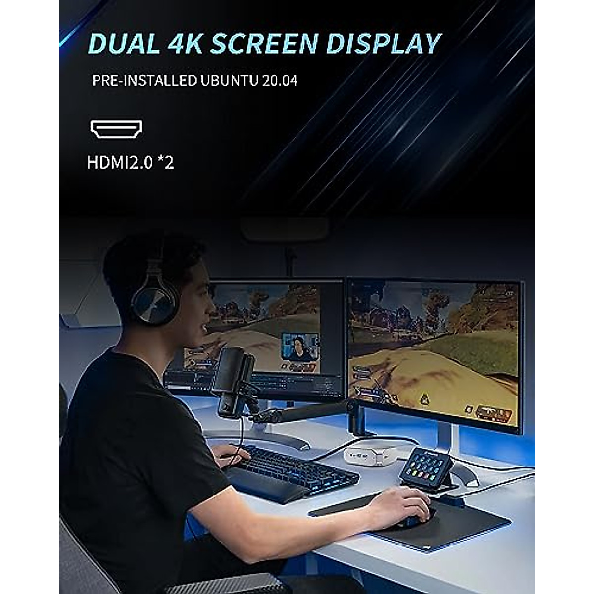 Ubuntu Linux Mini PC, AMD A9 9400 (up to 3.2 Ghz) Mini Computers, 8GB RAM 128GB SSD, Micro Desktop Computer PC with Dual 4K HDMI, 2.4G/5G Dual WiFi Bluetooth 4.0 Type-C USB 3.0 Linux Mini PC