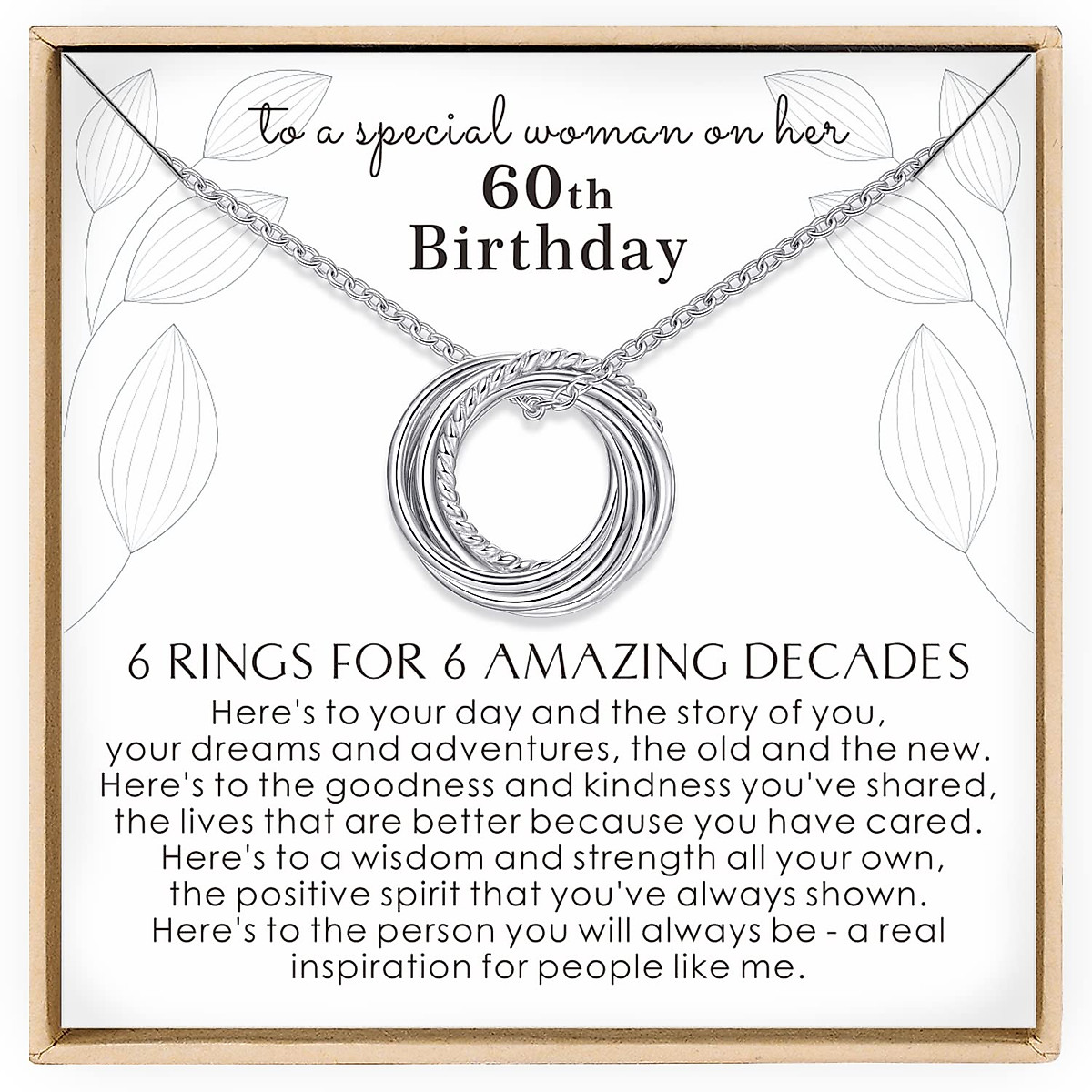 Annamate 60th Birthday Gifts for Women 925 Sterling Silver 6 Circles Necklace For Her Six Decade Jewelry 60 Years Old Birthday Gift