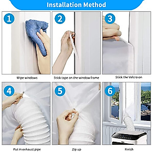 Window Seal for AC Unit, Portable AC Window Vent Kit Air Conditioner Window Tumbler Dryer 158Inch/400CM Hot Air Stop Air Exchange Guards with Zipping and Adhesive Fastener
