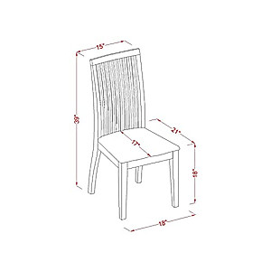 East West Furniture Ipswich Kitchen Dining Slat Back Wooden Seat Chairs, Set of 2, Mahogany