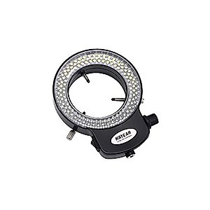 Black 144 LED Bulb Microscope Ring Light Illuminator Adjustable Bright Lamp + Adapter