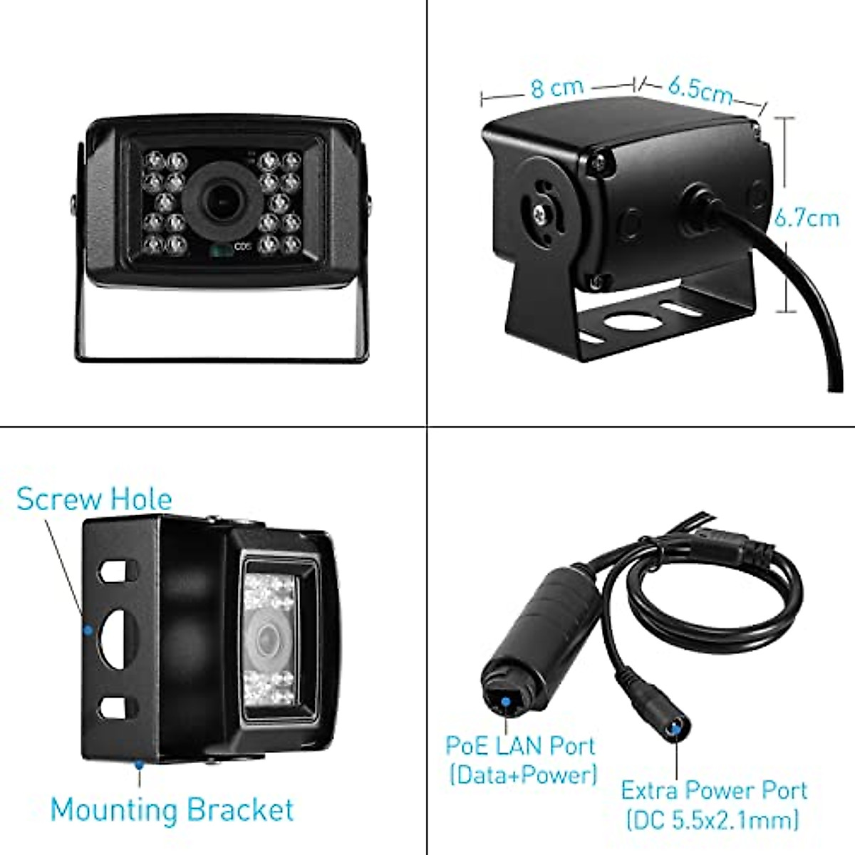 REVODATA 5MP POE IP Camera,UltraHD Mini Security Camera Outdoor, IP65 Waterproof, 10M IR Night Vision, 3.6mm Lens, Motion Detection,Smart Phone/PC App (I704-P)