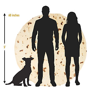 Zulay Burritos Tortilla Blanket Wrap - Double Sided Large 60 inches Blanket - Holiday Novelty Blanket - Soft Flannel Round Blanket Premium 280 GSM - Fun White Elephant Gift for Adults