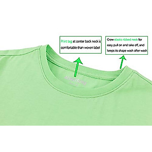 ALWAYSONE Kid's Short Sleeve T-Shirt Girls' Cotton Jersey Tee Crewneck Boys' T-Shirts Solid and Striped Tee Shirt 3-12 Years (Light Green-m)