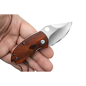 outROAR Gear Stubby Pocket Knife with Wood Handle, Heavy-Duty Alloy Steel, Sharp Folding Lock Blade for Camping, Utility, Hunting, and Fishing, Pocketknife for Men or Women