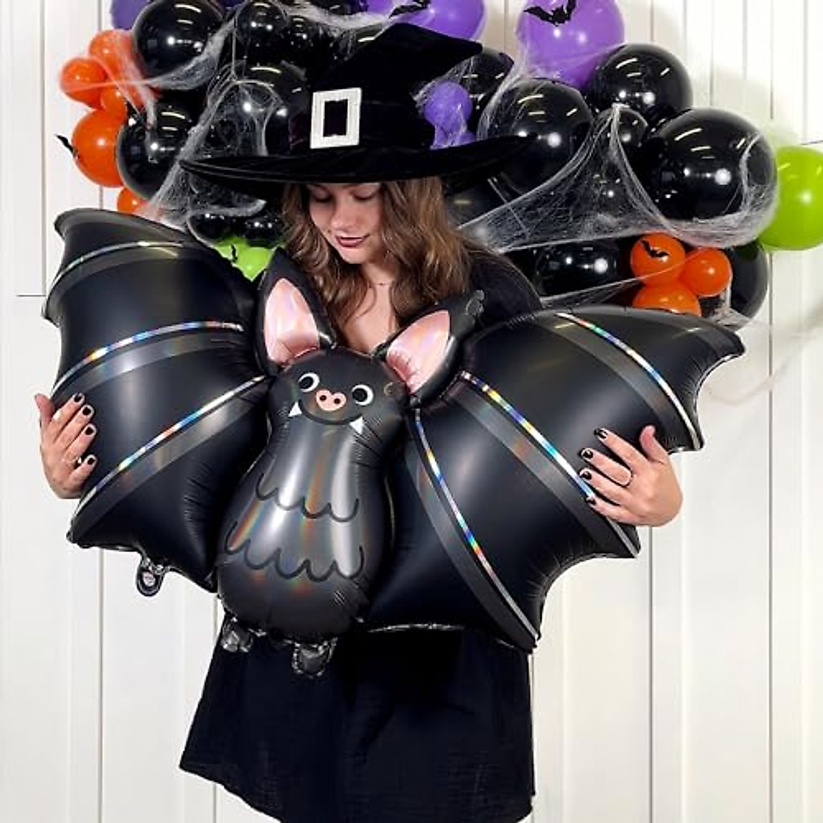 HOUSE OF PARTY 40 Inch Large Halloween Bat Balloons, Bat Foil Balloons for Halloween Party Decorations, Bat Mylar Balloons, Halloween Party Balloons for Bat Themed Halloween Party Decorations