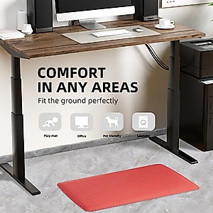 KOKHUB Kitchen Mat,1/2 Inch Thick Cushioned Anti Fatigue Waterproof Kitchen Rug, Comfort Standing Desk Mat, Kitchen Floor Mat Non-Skid & Washable for Home, Office, Sink,17.3"x28"- Red