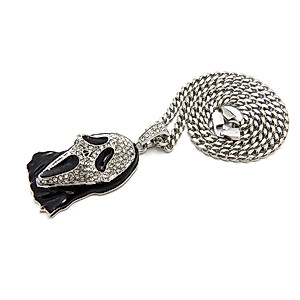 Iced Scream Face Pendant 5mm/18,20",24",30" Stainless Steel Cuban Chain Fashion Necklace SRC9 (20")
