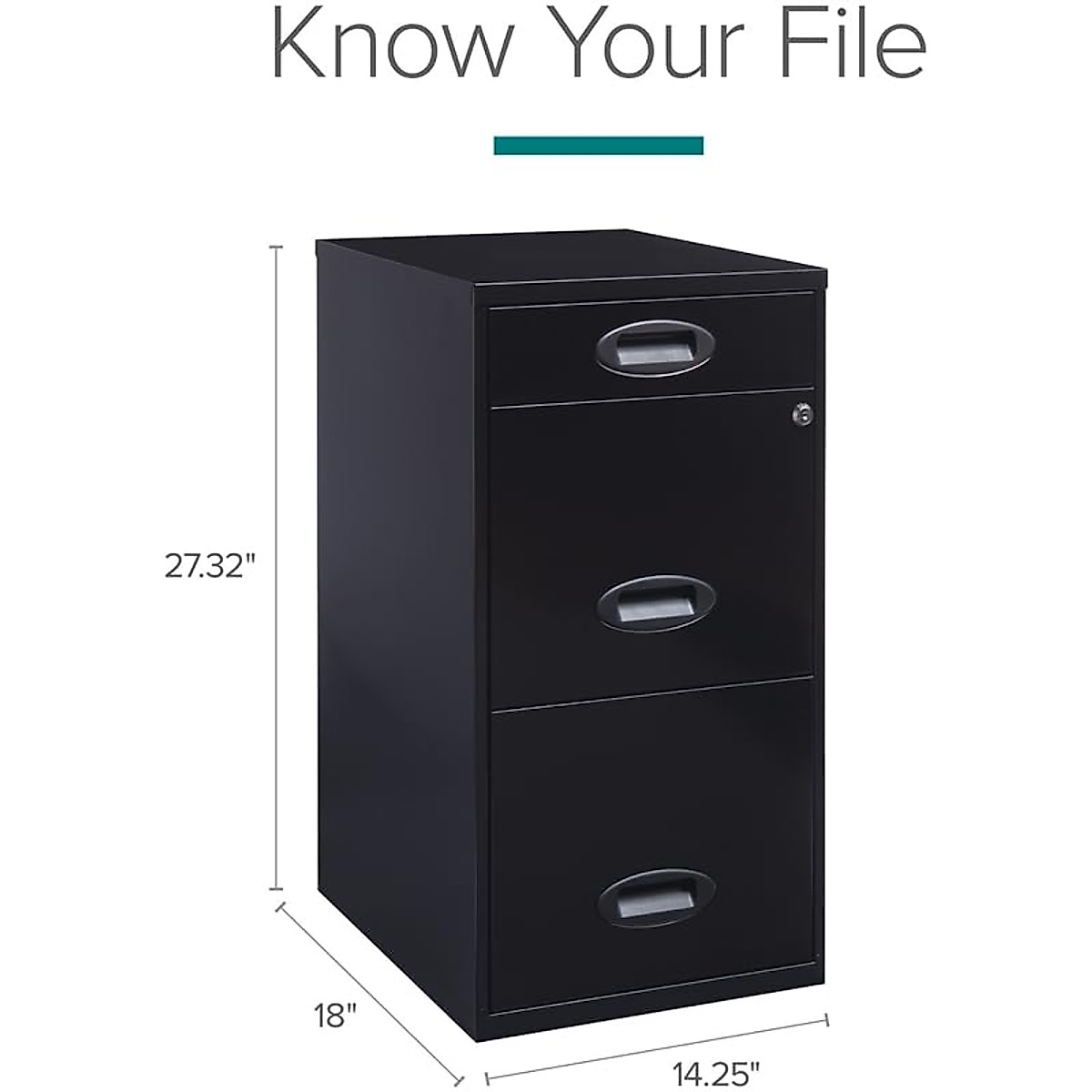 Hirsh Industries Space Solutions 3 Drawer Metal File Cabinet with Pencil Drawer Black