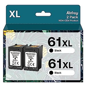 61XL Black Ink Cartridge High Yield Compatible for HP 61 XL Ink Work with HP Envy 4500 4502 5530 5535 5534 Officejet 4630 4635 Deskjet 1000 1010 1510 Printer Remanufactured (2 Pack)