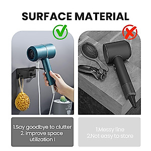 NAJIESUN Hair Dryer Holder Wall Mount Self-Adhesive, Stainless Steel Hair Dryer Holder Storage Rack, Suitable for Most Hair Dryers(grey)