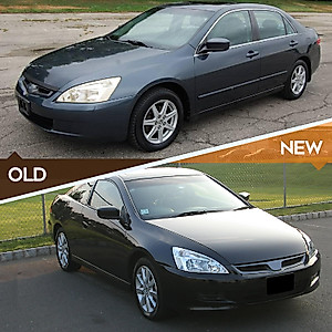 LBRST Headlight Assembly for Honda for Accord 2003-2007 Chrome Housing+Clear Reflector Driver and Passenger Side Headlamp