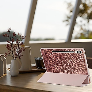 SoFunMoky for Samsung Galaxy Tab S9 Plus Case 12.4 Inch 2023 with S Pen Holder Multiple Angles Glitter Shining Gold Leopard Cheetah Full Protective Auto Wake Sleep Bling for S9+ Tablet Cover, Pink