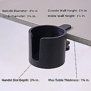 urbanplus Desk Cup Holder, Anti-Spill Wood Cup Holder for Desk with Aluminium Clamp, Office Desk Accessories, Gaming Desk Accessories, Computer Desk Accessories (Black)