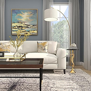 Deco 79 Aluminum Metal Sea Horse Side End Accent Table End Table with Black Marble Table Top, Side Table 13" x 13" x 25", Gold