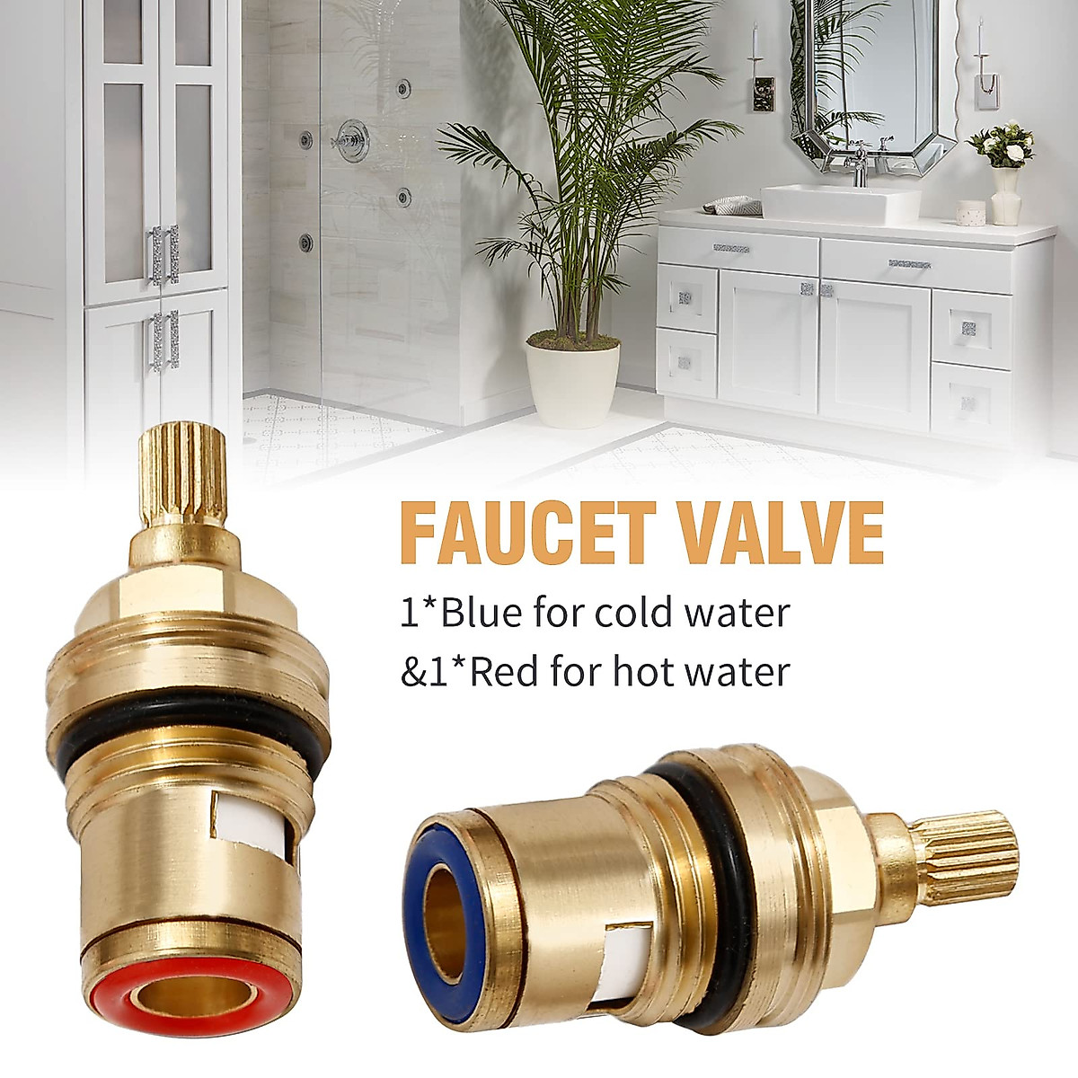 Saihisday Ceramic Stem G1/2" Ceramic Disc Cartridge Hot and Cold Stem for Standard Faucets Bathroom Kitchen, Lead Free