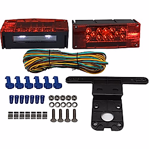 MAXXHAUL 70468 Trailer Light Kit - 12V All LED, Rectangular Left and Right Waterproof Submersible for Trailers, Boat Trailer Truck Marine Camper RV Snowmobile