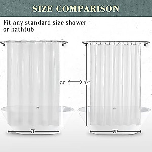 ABLUEN No Hook PEVA Shower Curtain or Liner - 8G Heavy Duty Clear Bathroom Shower Curtain No Hooks Required, Waterproof Plastic & PVC Free, Standard Size 71 x 74, Clear