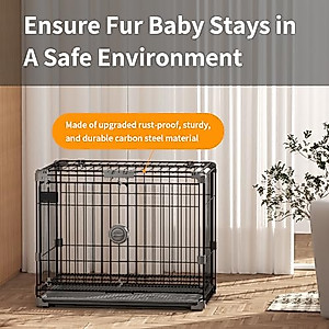 FLARUZIY Dog Crate for Small Dogs Under 25lbs,24 inch Black Thick Metal Dog Kennel Indoor Wire Cage with Double Door and Removable Tray for Pets,Puppy