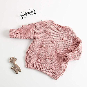 Toddler Newborn Baby Boys Girls Pompoms Soft Cardigan Sweater Kids Warm Knitted Pullover Tops Winter Clothes (Pink, 4-5T(100))