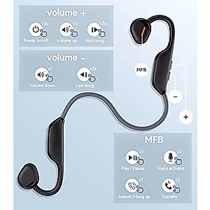 Open Ear Headphones, QODISA Wireless Air Conduction Headphones with Mic, Sport Headphones Bluetooth 5.3 IPX6 Waterproof Music Call-answering Lightweight for Running Workout Hiking Driving Cycling