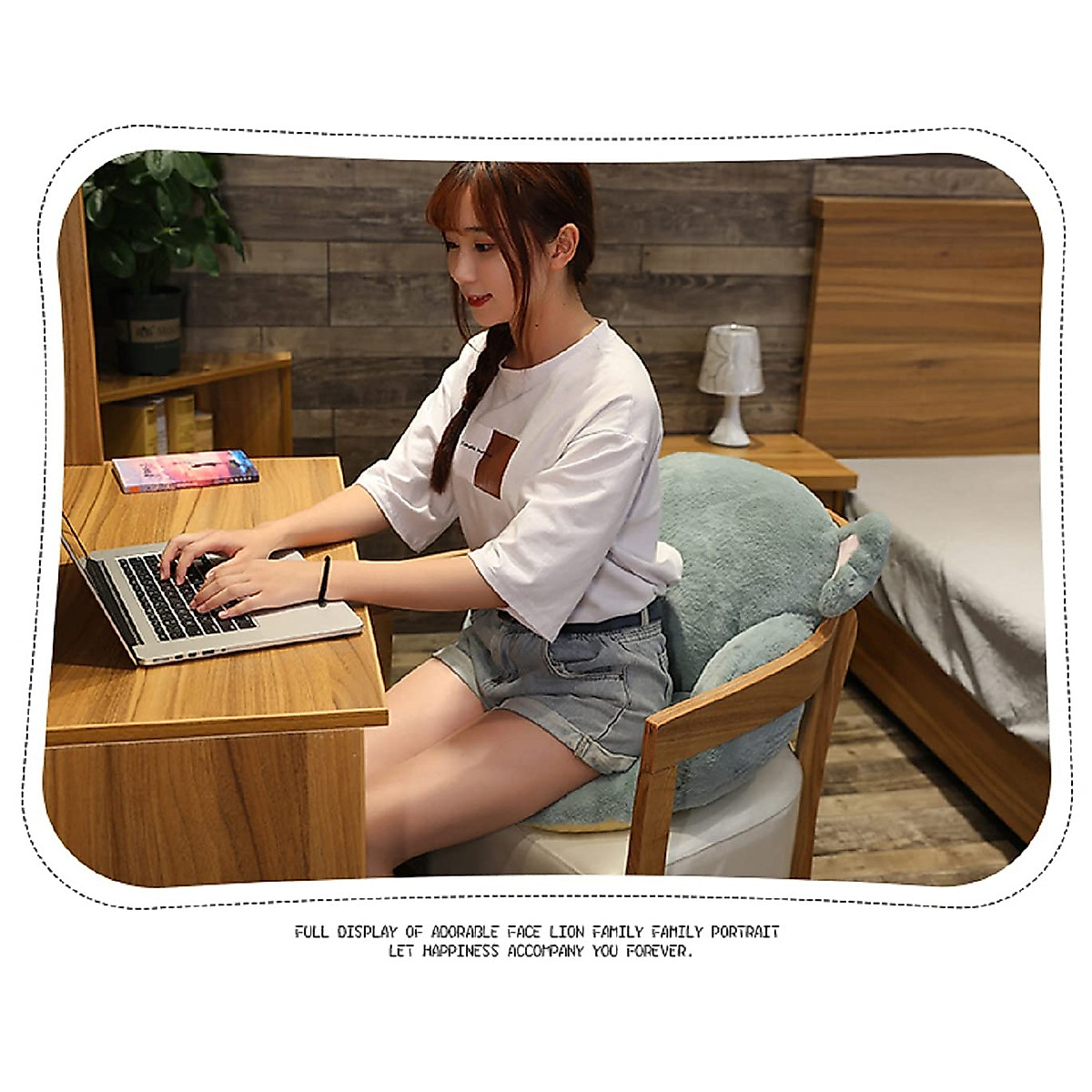 Fxaelian Seat Cushion Chair Pads Waist Pillow Back Cushion Décor Cute Cartoon Plush Thickened for Chair Car Home Office Patio Elephant