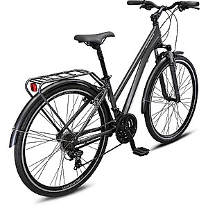 Schwinn Discover 2 Adult Hybrid Bike for Men and Women, 700c Wheels, 21-Speeds, 15-Inch Frame, Front and Rear Fenders, Rear Cargo Rack, Matte Grey