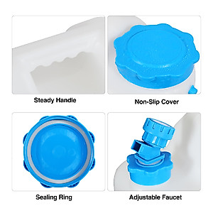 REDCAMP 4.9 Gallon Water Container with Spigot, Portable Emergency Water Storage Tank, BPA Free Water Jug for Camping Outdoor Hiking (18.5L, White)