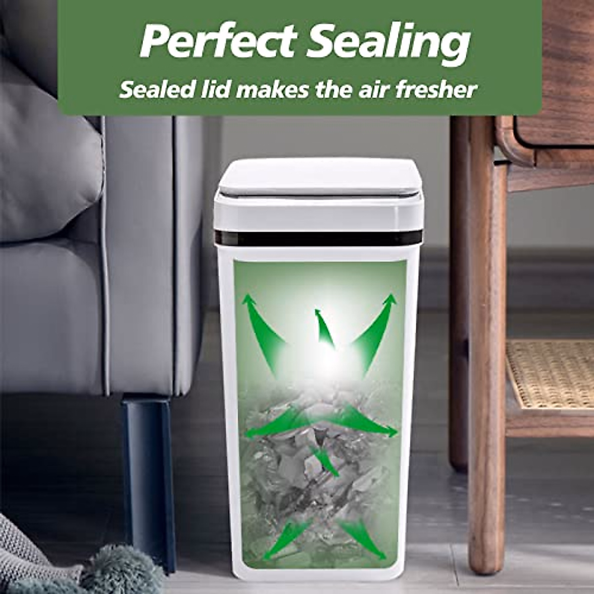 FUNTOOB Sensor Trash Can Automatic Motion Sensor Trash Can 2.5 Gallon Bathroom Trash Cans with Lids Small Garbage Bin for Bedroom Bathroom Office