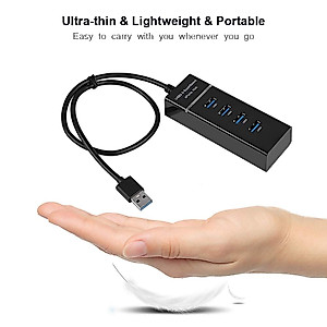 4 Port USB3.0 HUB - 5Gbps Charging Dock Station - Ultra-Slim - Plug & Play with LED - Charging Hub Adapter - for Phone/Tablet/PC/Windows