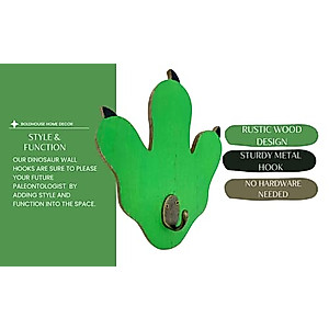 Dinosaur Footprint Kids Coat Hanger - Dinosaur Bathroom Decor - Dinosaur Decorations Classroom Organization Backpack Hook - Dinosaur Decor Boys Room Wall Decor