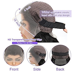 Caijuxing 13x4 Lace Front Wigs Human Hair Pre Plucked Glueless Wigs for Women Body Wave HD Lace Front Wig 180% Density Body Wave Bob Wig Human Hair Natural Color