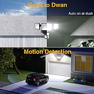 Onforu LED Security Lights Motion Outdoor, Flood Lights Outdoor Motion Sensor Light, Motion Detector Lights for Outside, 50W, 5000LM, 6500K, IP65 Waterproof, 3 Adjustable Heads