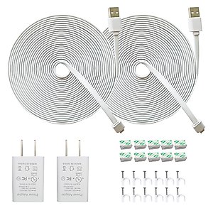 26FT Power Extension Cable Charger for Wyze Cam V3/V4/OG/V3 Pro, Arlo Essential, Eufy, SimpliSafe, Blink, Kasa (Not for Wyze Pan v3), Weatherproof Power Cord with Adapter for Security Camera 2Pack