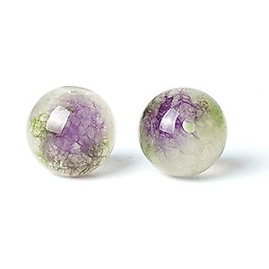 100Pcs Natural Stone Beads 10mm Purple Jasper Round Loose Gemstone Energy Healing Beads Hole Size 1mm DIY Smooth Beads for Bracelet Necklace Earrings Jewelry Making