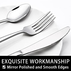 40-Piece Silverware Set, Heavy Duty Stainless Steel Flatware Set for 8, Food-Grade Tableware Cutlery Set, Utensil Sets for Home Restaurant, Mirror Finish, Dishwasher Safe