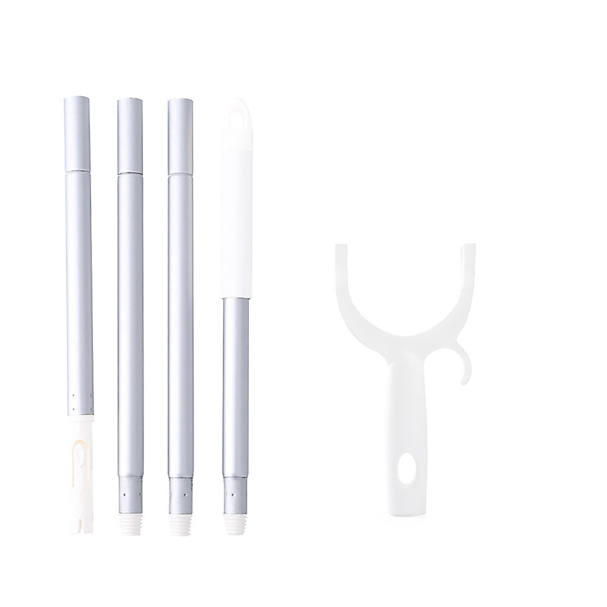 AGOEIN 4 Section Connecting Aluminum Pole with Hook Handle,Adjustable from 26 to 47.5-Inch, White