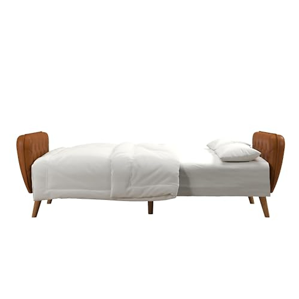 Novogratz Tallulah Memory Foam Futon, Convertible Couch, Camel Faux Leather