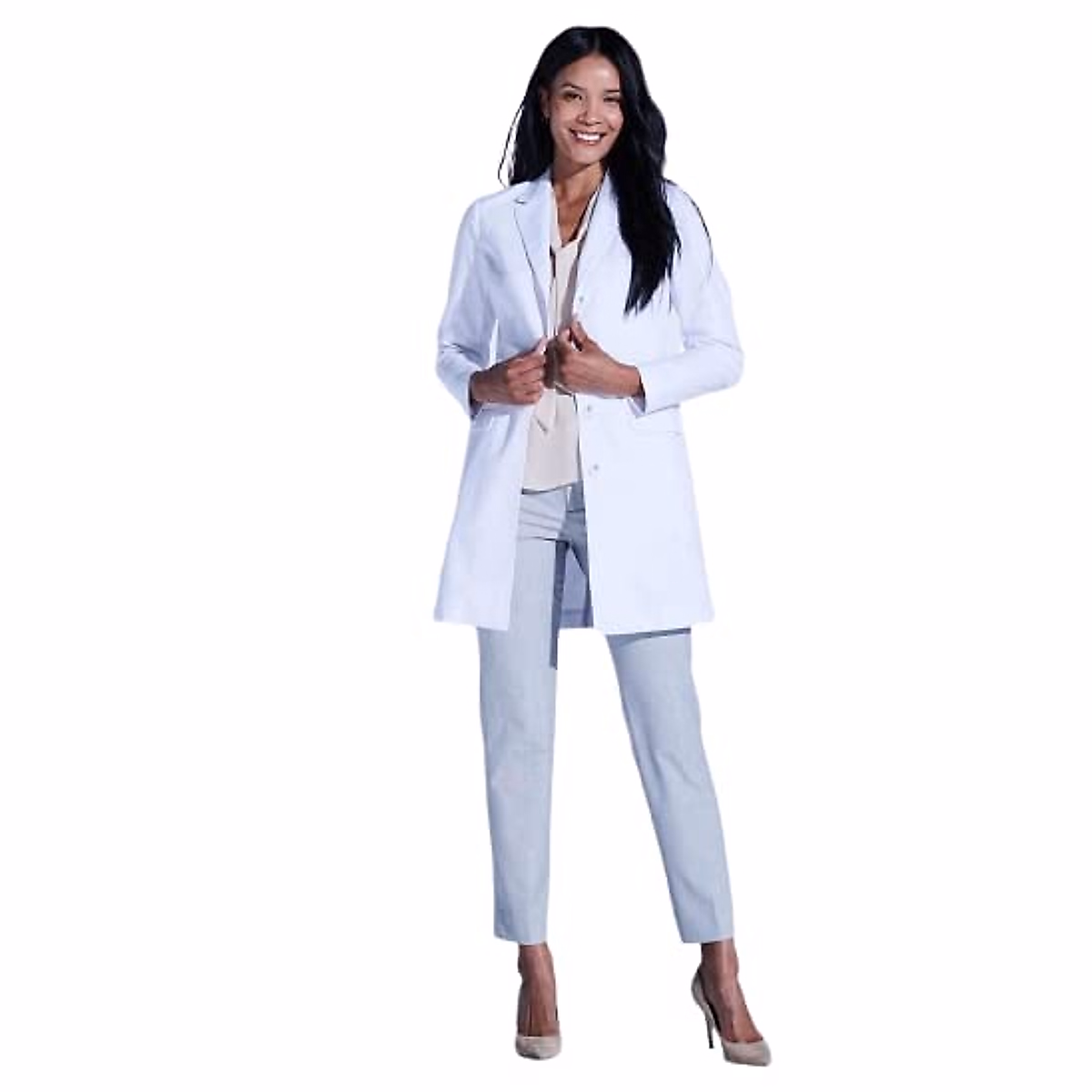 Medelita Rebecca Slim Fit Lab Coat-White-12