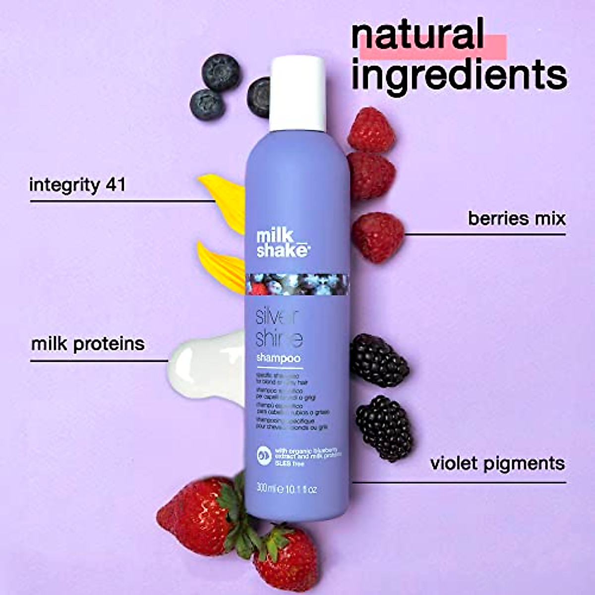 milk_shake Silver Shine Light Purple Shampoo for Blonde Hair - Blonde Toner for Brassy Hair