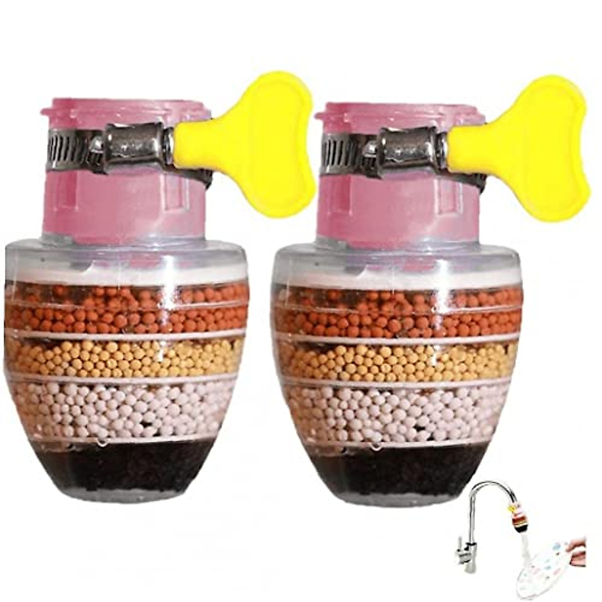 2pcs Kitchen Faucet Filter 6 Layers Water Purifier Filters Activated Carbon Filtration Spray Head Tap Nozzle Clean Faucet Accessories