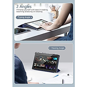 MoKo Case Fits Amazon All-New Kindle Fire 7 Tablet (2022 Release-12th Gen) Latest Model 7", PU Leather Trifold Stand Cover with Translucent Frosted Backshell with Auto Wake/Sleep, Indigo