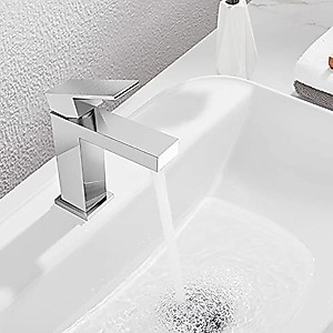 CELAENO Single Hole Bathroom Faucet, Modern Single Handle Bathroom Faucet with All Metal Pop Up Drain, Chrome Heavy Duty Square Bathroom Sink Faucet