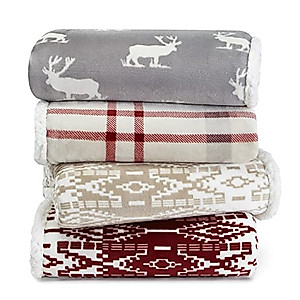 Eddie Bauer Ultra-Plush Collection Throw Blanket-Reversible Sherpa Fleece Cover, Soft & Cozy, Perfect for Bed or Couch, Elk Stance Grey