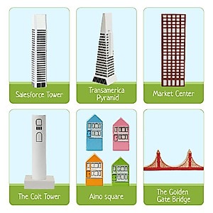 Top Right Toys Wooden Blocks, Building Blocks for Kids, Chicago City Skyline Set, Wood Blocks for Toddlers, Educational City Set with 6 Famous Landmarks, 15 Pieces