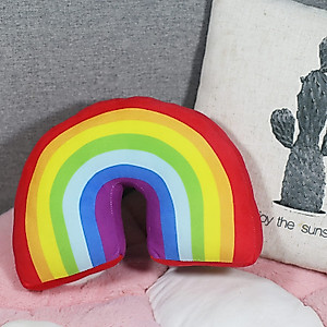 Poitemsic,Polypropylene 13.7in Rainbow Pillow for Girls Kids Bed Decoration Cushion Arch Shaped Stuffed Plush Sofa Chairs Throw Pillows