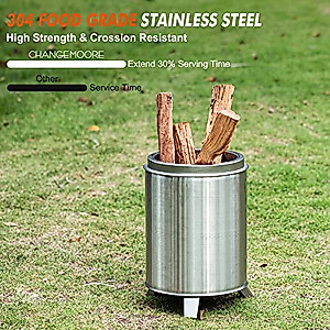 Portable Smokeless Fire Pit with Foldable Legs and Grill, Stainless Steel Outdoor Firepit Wood Burning Bonfire Pit with Carry Bag Safe for Campfire, Cooking, BBQ on Patio Deck Backyard and Beach