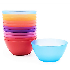 KX-WARE 28-ounce Plastic Bowls, Unbreakable and Reusable Cereal Bowls Soup Bowls Salad Bowls, Set of 12 Multicolor