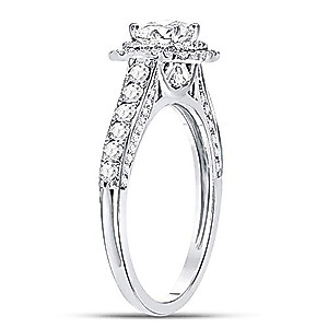 Jewels By Lux 14K White Gold Princess Diamond Solitaire Bridal Wedding Engagement Ring 1 Cttw